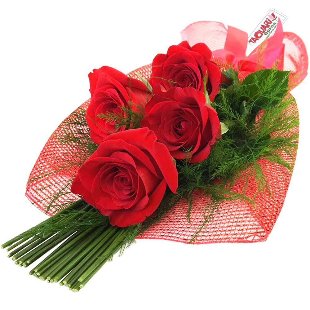 Buquê de Rosas Vermelhas Four Red Roses - Taquari Flores - Floricultura ...